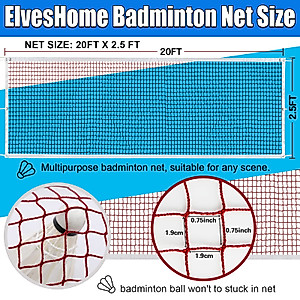 Badminton Net, Badminton Net for Backyard, Badminton Net Portable, Indoor Outdoor Badminton Volleyball Nets with Steel Cable, Professional Badminton Net Replacement for Beach, Schoolyard, 20FT x 2.5FT