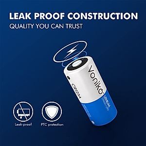 Voniko CR123A Lithium Batteries (6-Pack) – Photo Non-Rechargeable Lithium Battery –3 Volt 123 Battery Lithium 10 Years Shelf Life