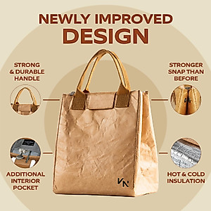 VonNova Lunch Bag Women, Lightweight and Water-Resistant Tyvek® Material, 1 Stainless Spork and pouch, Easy to clean Reusable Lunch Bag, Lunch box for Women, Lunch Tote, Insulated Lunch Bags for Women