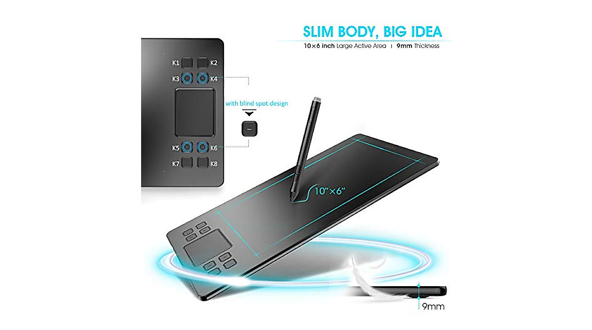 VEIKK A50 Drawing Tablet – Precise Digital Art with Battery-Free Pen