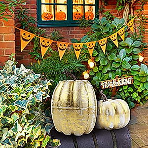 KIMOBER 8pcs Gold Artificial Pumpkins,Realistic Fake Foam Pumpkins for Halloween Autumn Harvest Thanksgiving Party