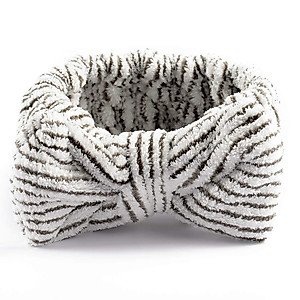 Aceorna Bow Hair Bands Stripe Spa Headbands Facial Makeup Hairbands Soft Carol Fleece Hairlace Headband Head Wraps Bow Washing Headband for Washing Face Shower Spa Mask Facial Makeup Pack of 1
