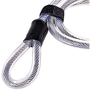 Stainless Steel Safety Cable,Double Loop Braided Steel Cable Flexible Lock Cable Lock 3/8 inch U-Lock,Padlock,Transparent Wire Rope with Ring, Electric Door, Bicycle,Glass Door Lock, Door Handle，