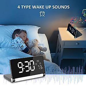 3 in 1 Alarm Clock, Digital Alarm Clock with Wireless Charging, 3 Colors Night Light, Large Display, Foldable Alarm Clocks for Bedrooms, Cool Stuff Alarm Clock