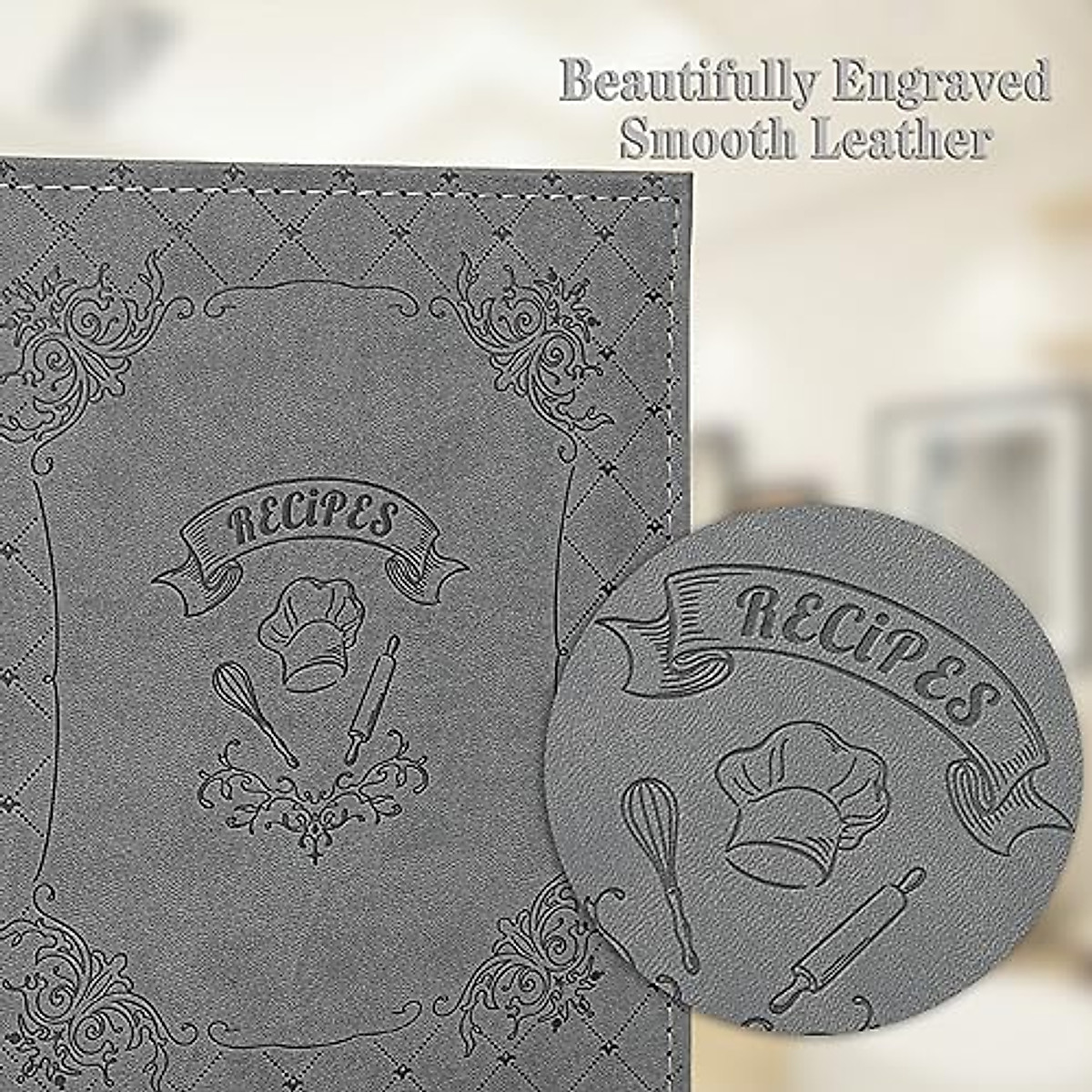 COFICE Recipe Binder Book to Write in Your Own Recipes with Plastic Sleeves, Blank Family Recipe Cards Organizer Kit (Gray)