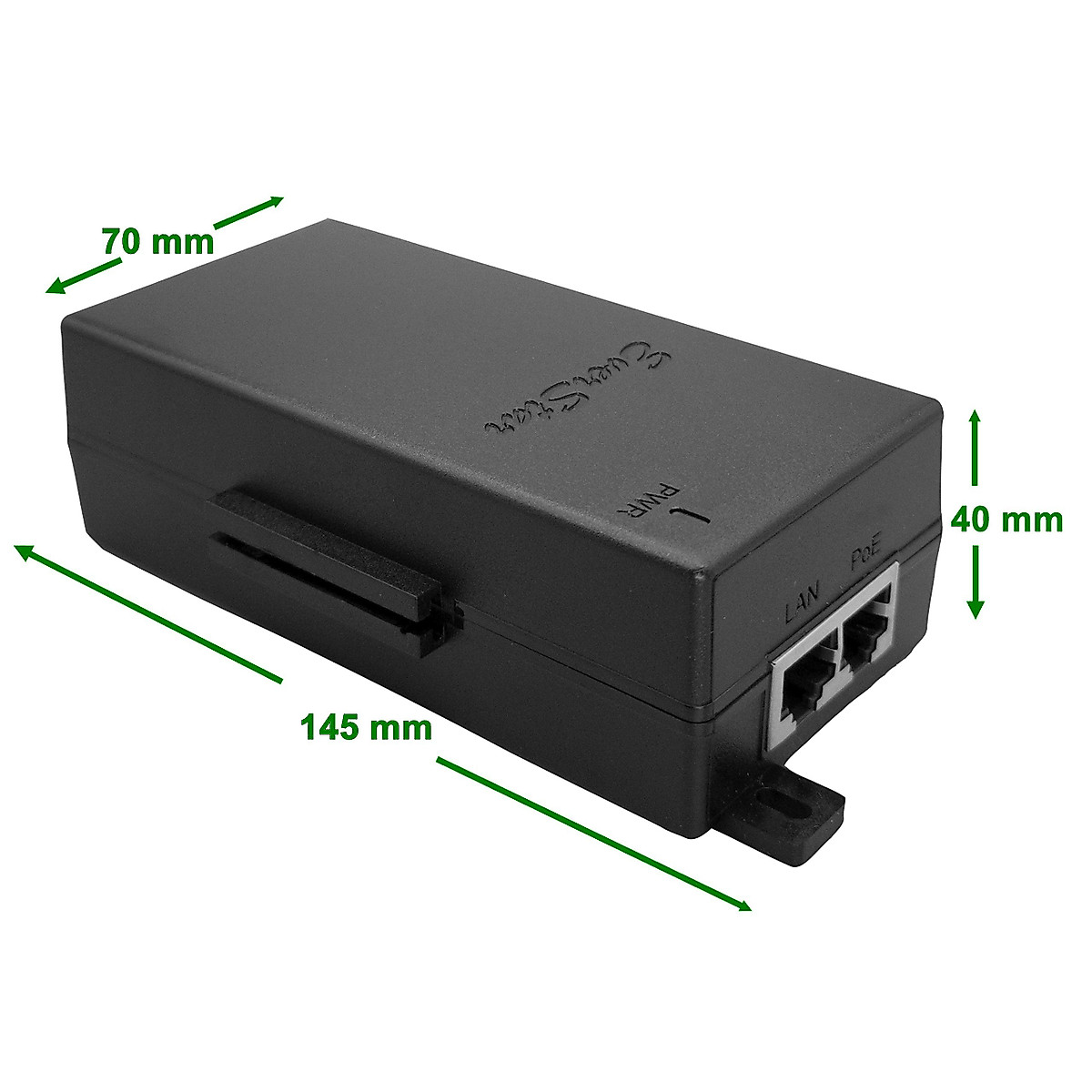 EverStar iPoE-24W48DW 100Mbps | 9-36V DC in | 48V/0.5A 24W DC PoE Out | DC-DC Converter + Passive Mode B Solar PoE Injector/Adapter | Black