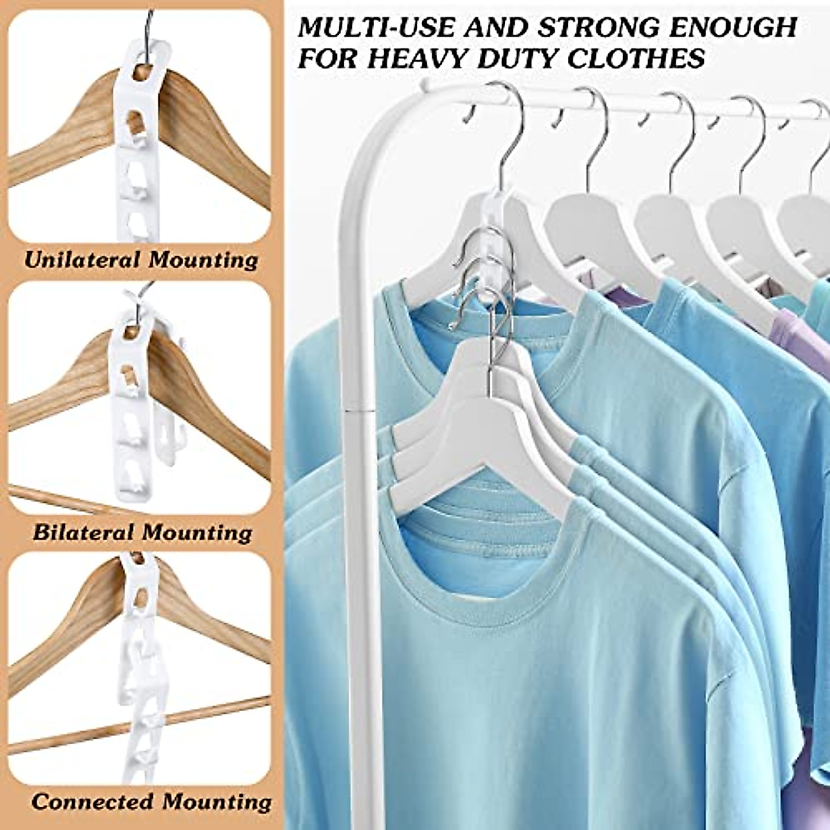 50 Pcs Clothes Hanger Connector Hooks Cascading Clothes Hanger Hooks Plastic Space Saving Hanger Extender Multi-Layer Cabinet Clothes Connection for Dorm Room Closet Storage Organizer Rack Pants
