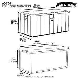 Lifetime 60254 Heavy-Duty Outdoor Storage Deck Box, 150 Gallon, Desert Sand/Brown