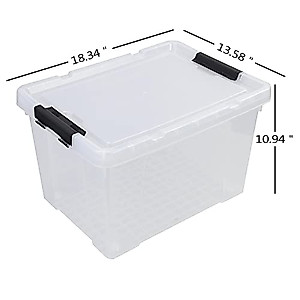 Neadas 34 Quart Plastic Storage Bin with Wheels, Clear Storage Tote Bin, Pack of 4