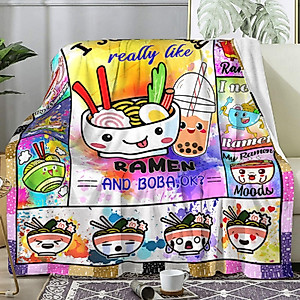 Anime Ramen Blanket Cartoon Ramen Blankets and Throws Bed Couch Sofa Christmas Birthday Gifts for Teens Boys Kids Girls Women Adults 50"X40"