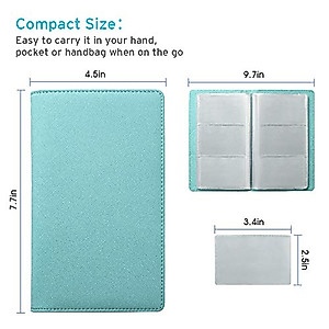 Sooez Leather Business Card Book Holder, Professional Business Cards Book Organizer PU Name Card Credit Cards Book Holder Booklet, 240 Card Capacity (Mint Green)