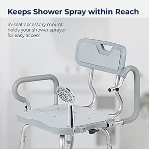 Drive Medical PreserveTech 360-Degree Swivel Shower Chair with Arms & Back, Grey