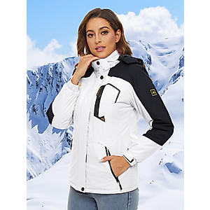 TACVASEN Women's Ski Jacket Waterproof Snow Jackets for Women Winter Warm Fleece Mountain Jacket Windproof Rain Jacket with Hood