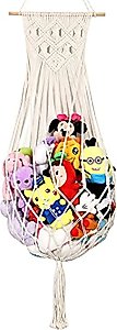 Stuffed Animal Net or Hammock Macrame Toy Display Wall Hanging Net for Plush Toy Storage Boho Nursery Bedroom Decor Stuffy Animal Toy Organizer