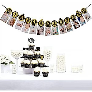Zocakee Mr Onederful Birthday Decorations,First Year Monthly Photo Banner, Baby Shower Picture Banner