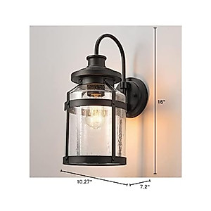 Globe Electric 44791 Apollo 1-Light Outdoor Wall Sconce, Bronze, Seeded Glass Shade, Brown, Bulb Not Included
