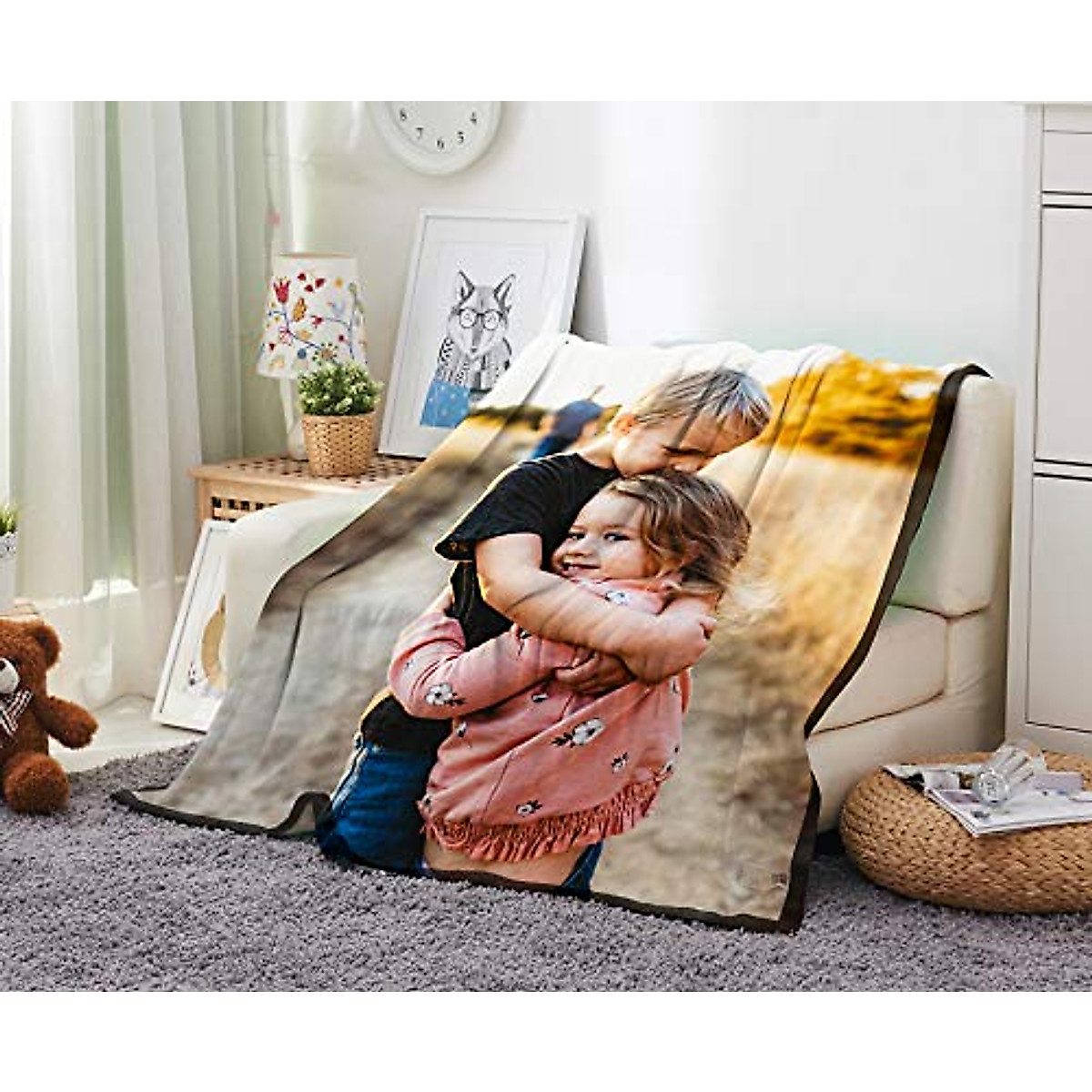 Dailyextreme Custom Blankets with Photos Collage, Picture Throw Blanket Personalized, Customized Photo Gifts for Kids/Adults/Family, Souvenir, Blanket with Picture Upload,1 Photo Collage,48x32in