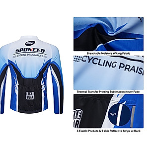 Men's Cycling Suit Shirt Bicycle Jersey Gel Padded Long Pants Biking Sets Clothing Outfits US L Blue Black