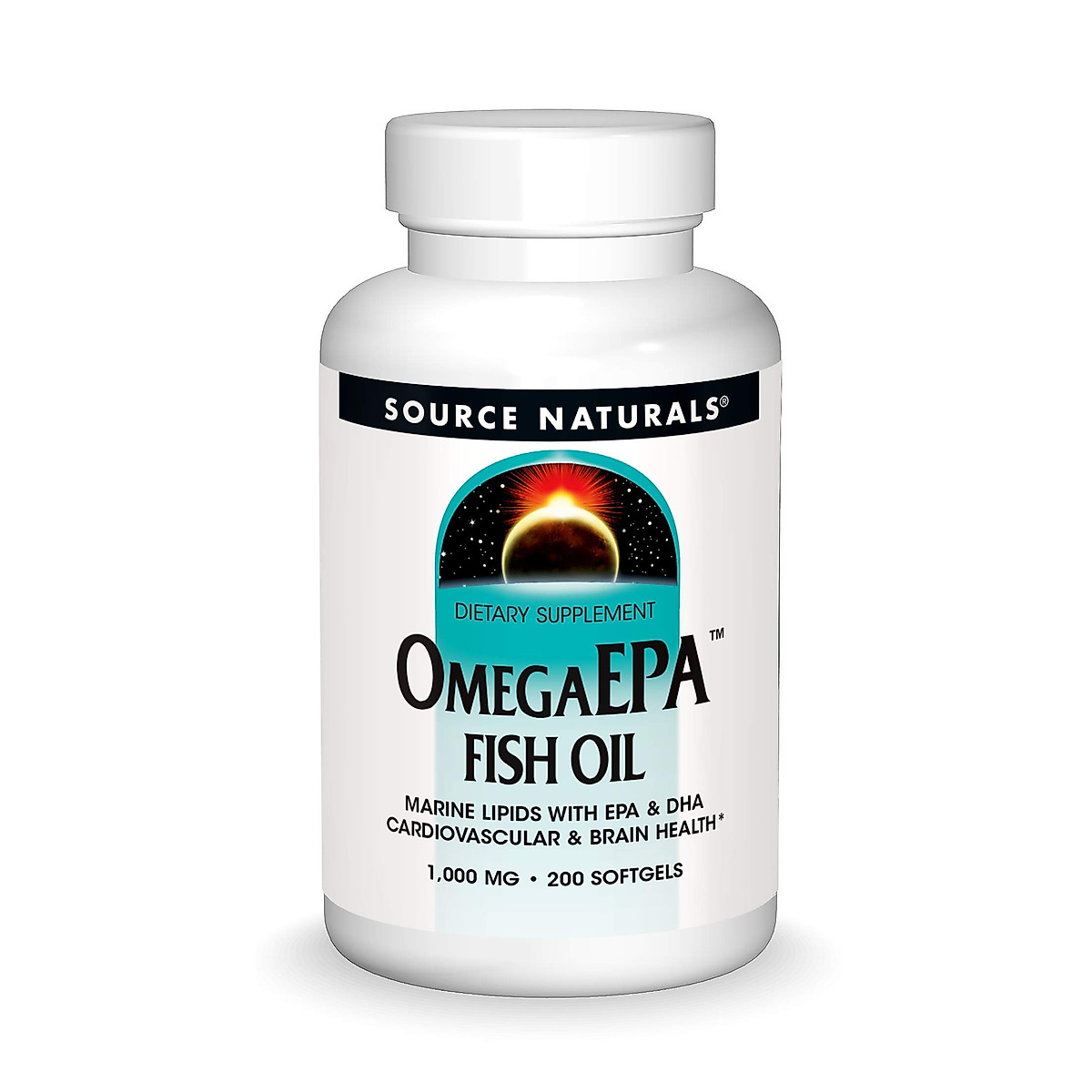 Source Naturals OmegaEPA Fish Oil - Marine Lipids with EPA & DHA Supports Cardiovascular & Brain Health - 200 Softgels