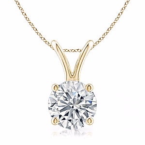 The Diamond Deal .25ct (1/4Cttw) Carat Round Brilliant Solitaire Lab-Grown Diamond Solitaire Pendant Necklace For Women Girls infants in 14k Yellow Gold With 18" Gold Chain