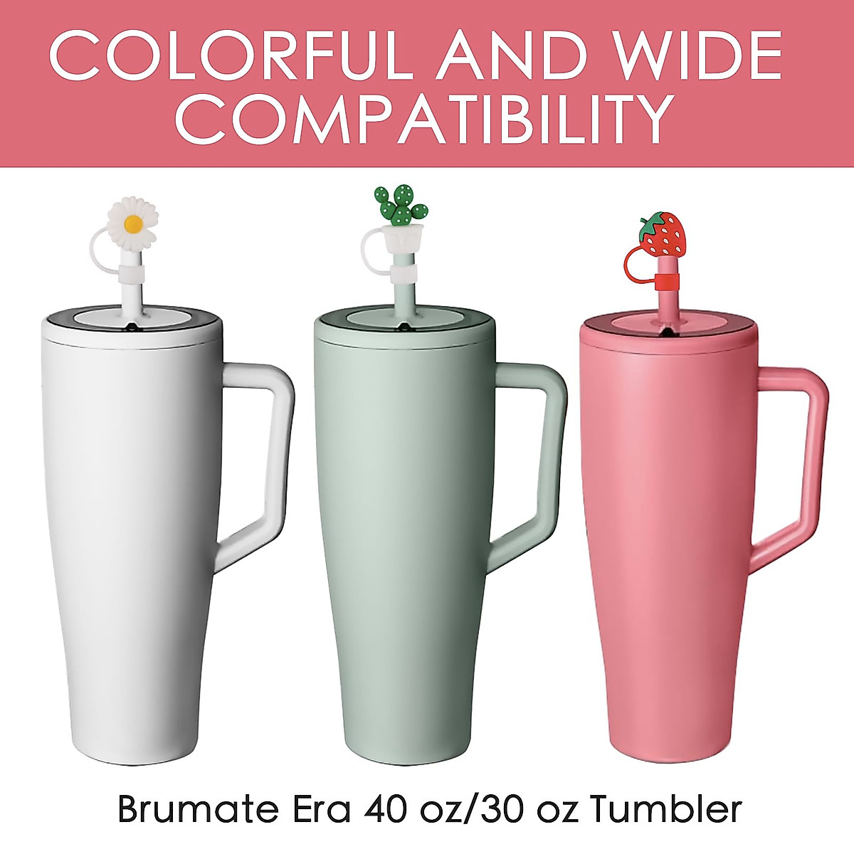 ZIZAISM Straw Cover for Brumate Era 40 oz/30 oz Tumbler, 12mm Straw Cover Cap for Brumate Era 40 oz Accessories - 6Pcs