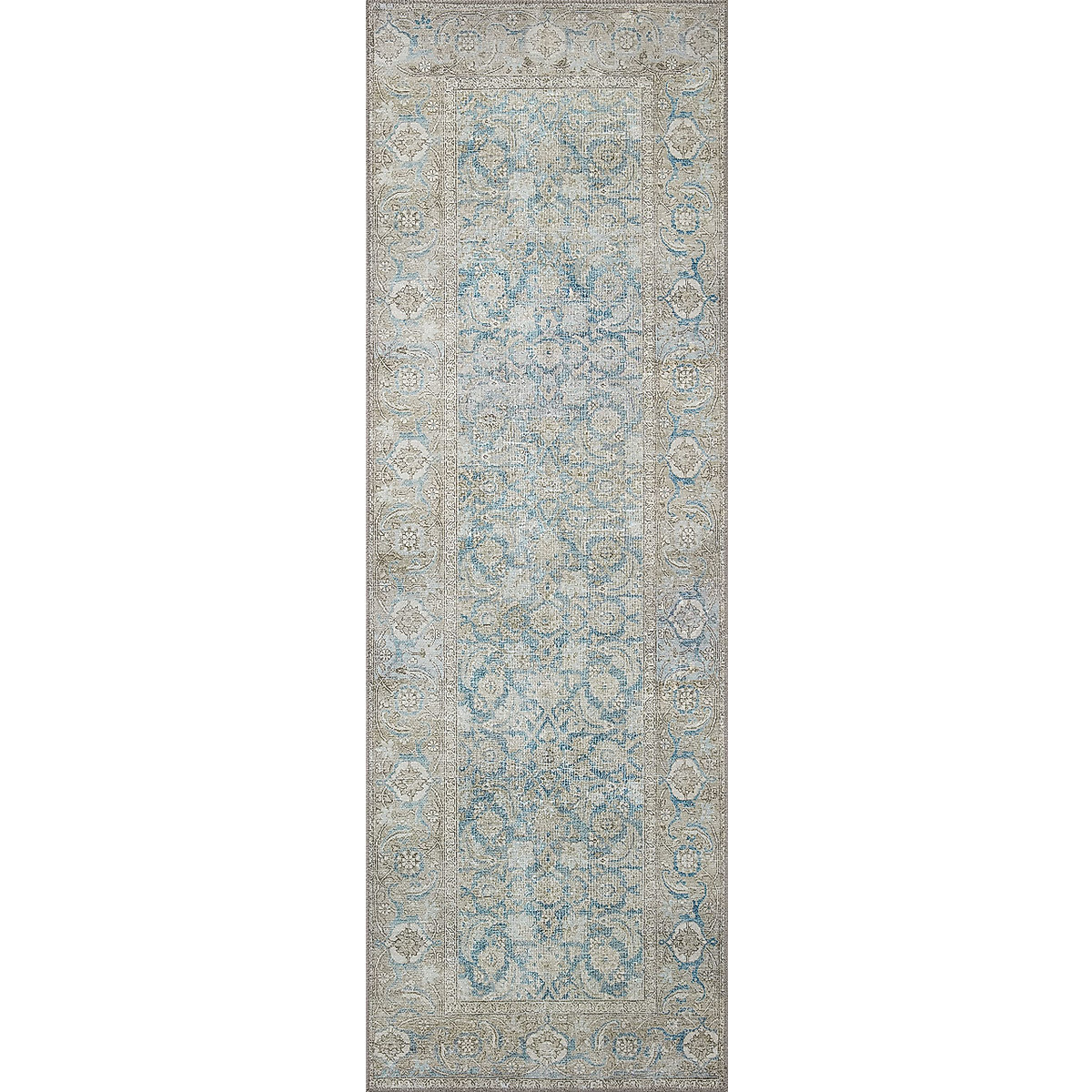 Loloi II Wynter Collection WYN-10 Ocean/Silver 5'-0" x 7'-6", 13" Thick, Area Rug, Soft, Durable, Printed, Vintage Inspired, Low Pile, Non-Shedding, Easy Clean, Living Room Rug