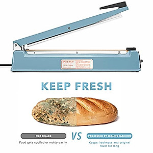 METRONIC Impulse Sealer 16 inch, Manual Heat Sealer Machine for Plastic Bags, Shrink Wrap Bag Sealers Heavy Duty Sealing Machine With Repair Kit (Blue)