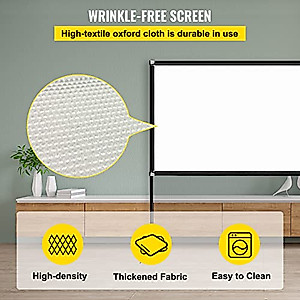 VEVOR Movie Screen with Stand 135inch Portable Projector Screen 16:9 4K HD Wide Angle Projector Screen with Stand Easy Assembly with Storage Bag for Both Indoor and Outdoor Use