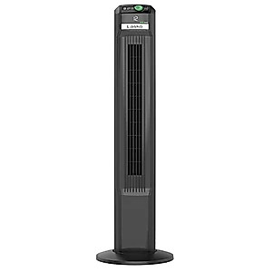 Lasko EcoQuiet Oscillating Tower Fan, Portable, Remote Control, Timer, 12 Quiet Speeds, for Living Room, Bedroom and Office, 42", Black, T42700, Large