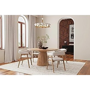 Alpine Furniture Cove Curved Back Upholstered Chairs, Natural (Set of 2)