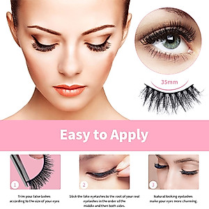 Mebver False Eyelashes Cat Eye Faux Mink Lashes Natural Look Fluffy Wispy Lashes That Look Like Extensions Pestañas Postizas D Curl Lash Strips Short Fox, 7 Pairs Pack