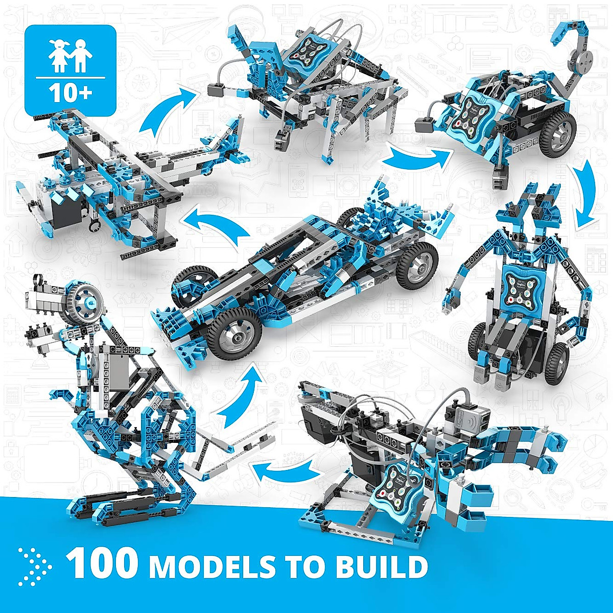 Engino Maker Pro Robotized 100 Models Set, Building Toys for Kids 10+, STEM Robotic Toy, Engineering Kit, Coding STEM Project, Gift for Boys & Girls