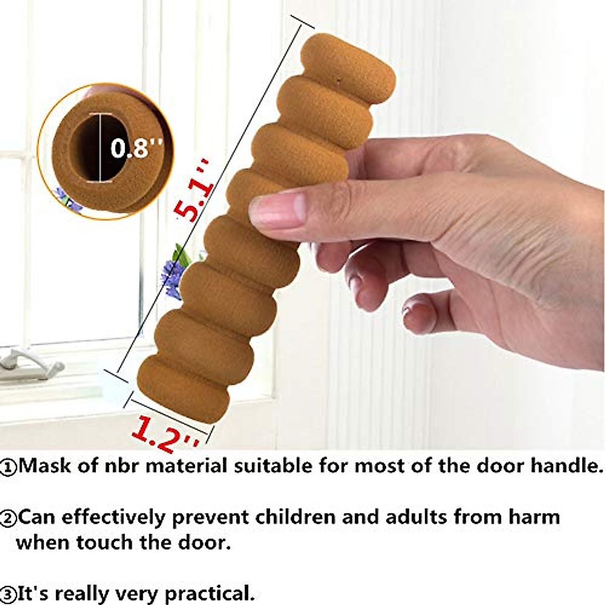 Yafeco 6 Pcs Anti-Collision Door Handle Cover,Door Pull Protective Sleeve Child Safety Super Soft Foam Safety Spiral Cover for Hot Doors Non-Toxic (Brown)
