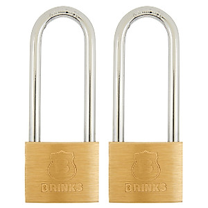 BRINKS - 40mm Solid Brass Keyed Padlock with 2.5” Shackle Clearance, 2-Pack - Chrome Plated with Hardened Steel Shackle, (171-42201)