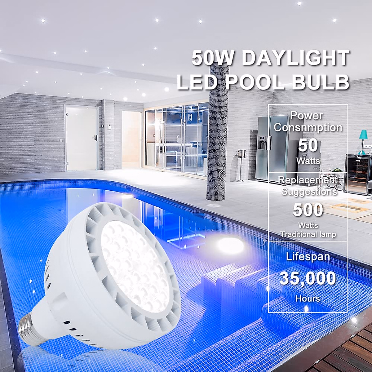 LED Pool Light for Inground Pool, 12V 50W 5000LM Daylight White ...