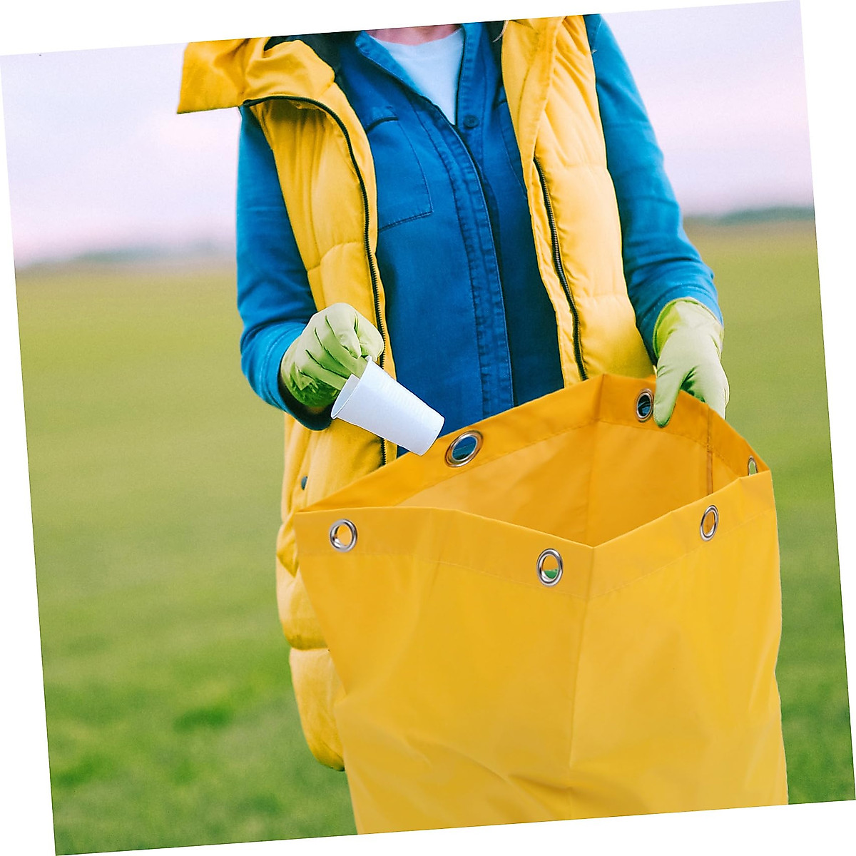 PartyKindom 6 Pcs Canvas Bag Yellow Vinyl Bag Car Can Trash Bag Waterproof Janitorial Bag Janitorial Cart Bag Appliance Hand Dolly Glass Spray Bottle Garbage Conical Trolley Bag Work