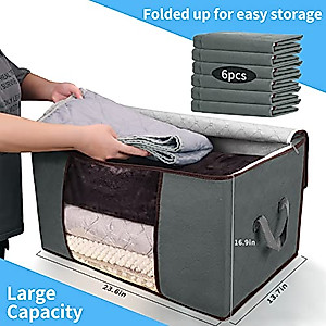 90L Large Storage Bins, 6Pack Clothes Storage Bags Storage Containers for Organizing Bedroom, Closet, Clothing, Comforter, Foldable Closet Organizers Storage Containers with Sturdy Zippers and Handles
