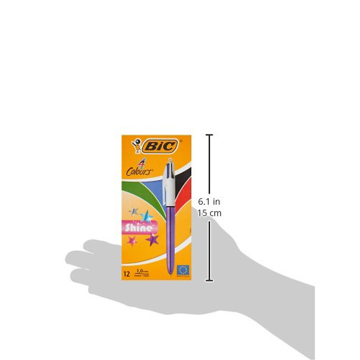 BIC 4 Colours Shine Ballpoint Pens - Metallic Purple Body, Box of 12