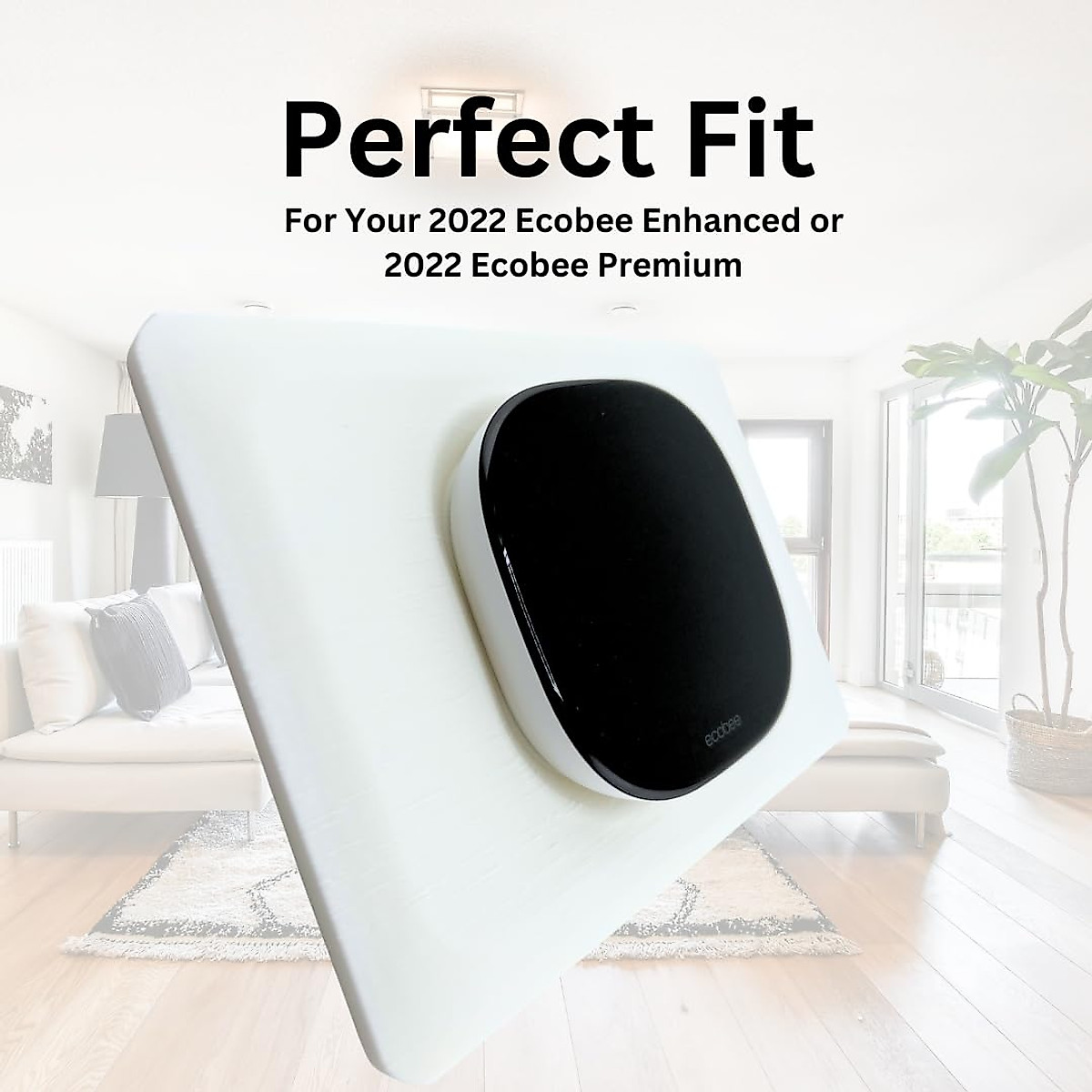 Solar White Rectangle Wall Plate for Ecobee Smart Thermostat Enhanced and Premium, Modern Textured Design