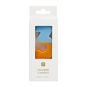 Talking Tables Orange and Blue Number 3 Candle for Cakes | Colourful Birthday Cake Topper Decorations for Kids Party, Boys 13th, Girls, Anniversary, Milestone