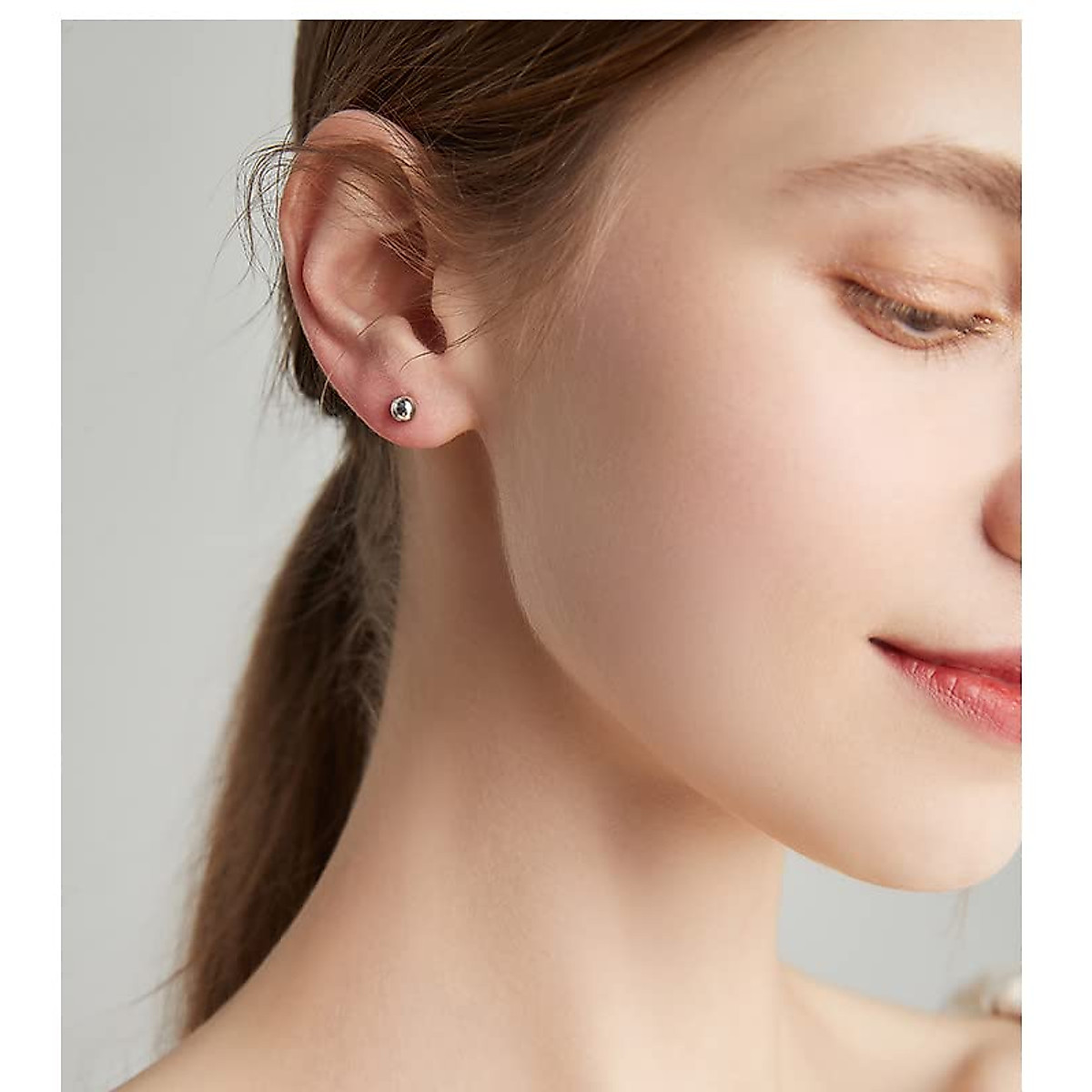 Hopply Screw on Earring Backs for Women,Hypoallergenic Surgical Steel Stud Earrings Ball Star Circle Simple Geometric Cartilage Helix Flat Back Piercing Earrings