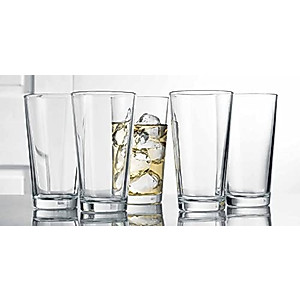 Glaver's Drinking Glasses Set of 6 Highball Glass Cups 15.7 Oz Premium, Sleek, Collins Cooler Glassware. For your Bara, Water, Beer, Juice, Iced Tea, and Cocktails. Dishwasher Safe.