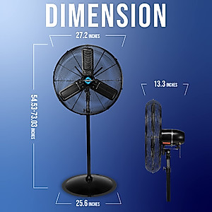 Tornado 24" Outdoor Rated IPX4 Water-Resistant Metal Oscillating Pedestal Fan - 7600 CFM - cETL