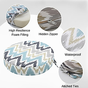 idee-home Outdoor Bistro Chair Cushions Set of 2, 15”x15”x 3” Thick Round Seat Cushions with Ties, Waterproof Round Patio Chair Cushions for Outdoor Furniture, Round Chair Pads for Garden