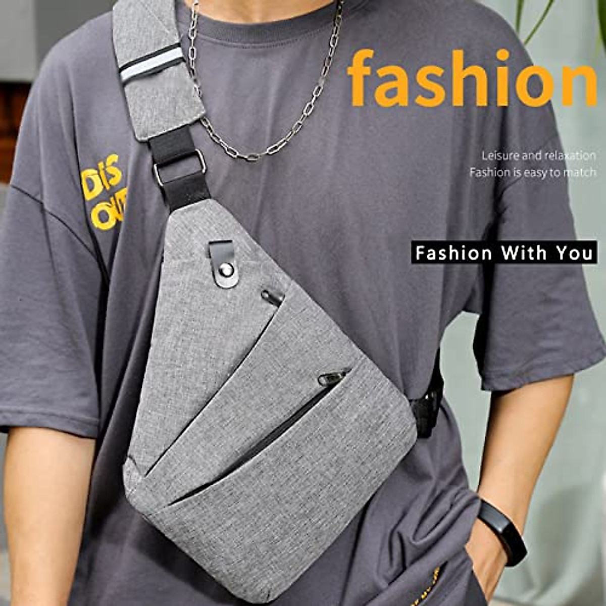 NUTSE 2023 New Personal Flex Bag, Fashion Waterproof Anti-thief Slim Sling Personal Shoulder Pocket Bag, Side Crossbody Backpack for Outdoor for Men Women (Gray)