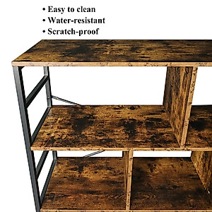 LAVIEVERT 3-Tier Square Bookcase, Standing Bookshelf Display Cabinet with 7 Open Storage Shelves Decor Furniture for Living Room, Bedroom, Home Office - Rustic Brown