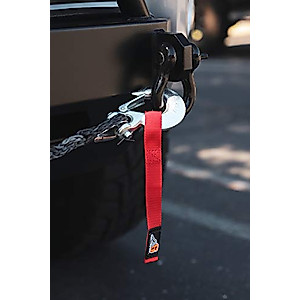 Agency 6™ WINCH HOOK PULL STRAP - RED - 1 INCH WIDE - Heavy Duty - Made in the U.S.A. - Lifetime warranty