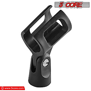 5 Core Mic Clips for Stands 2 Pieces Microphone Clip Holder Universal Adjustable with 5/8" Male to 3/8" Female Screw Adapter Suitable for Handheld Microphones, 2-Pack MC-01 2 PCS