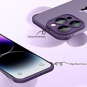 Losin Compatible with iPhone 14 Pro Max Case Borderless Design Camera Lens Protection Thin Lightweight Soft Silicone Frameless Case Shockproof Bumper Cover for iPhone 14 Pro Max 6.7 inch, Purple