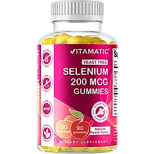 Vitamatic Yeast Free Selenium Gummies 200mcg as Selenomethionine Supplement Essential Trace Mineral with Superior Absorption 90 Pectin Based Gummies